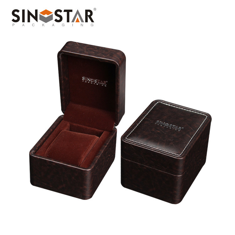 Leather Clock Box with Beig Velvet Inside Material Top and Bottom Box ...