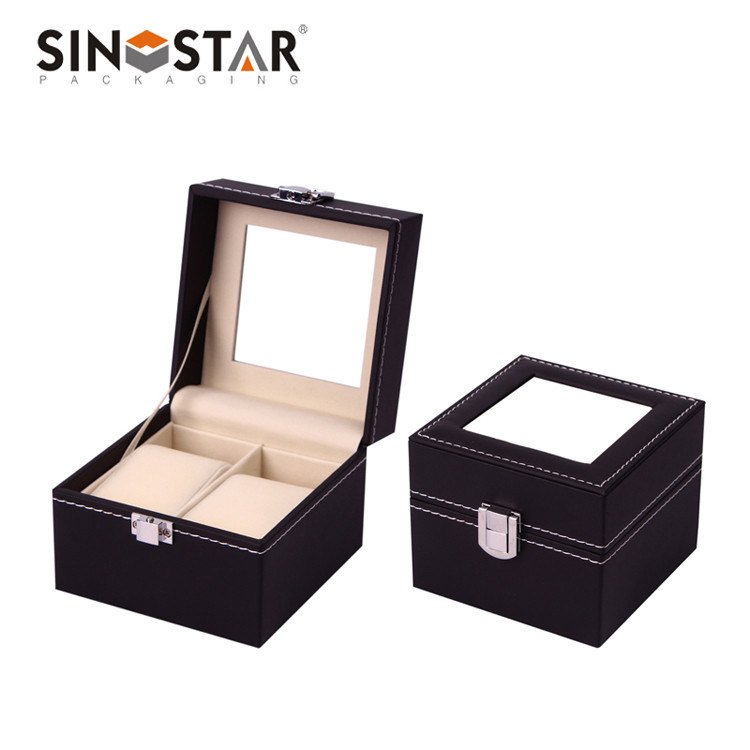 Beige Lining Color Leather Clock Box with Glossy Varnishing Surface ...
