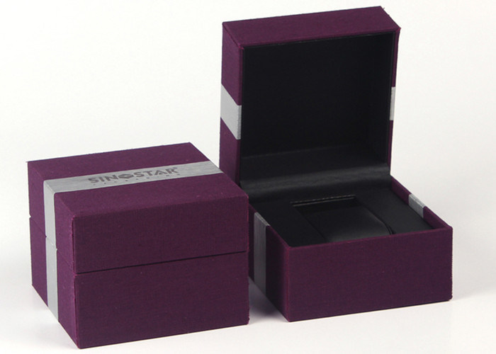 Purple Single Watch Gift Boxes , Women'S Watch Case Plastic Box Wrapped ...