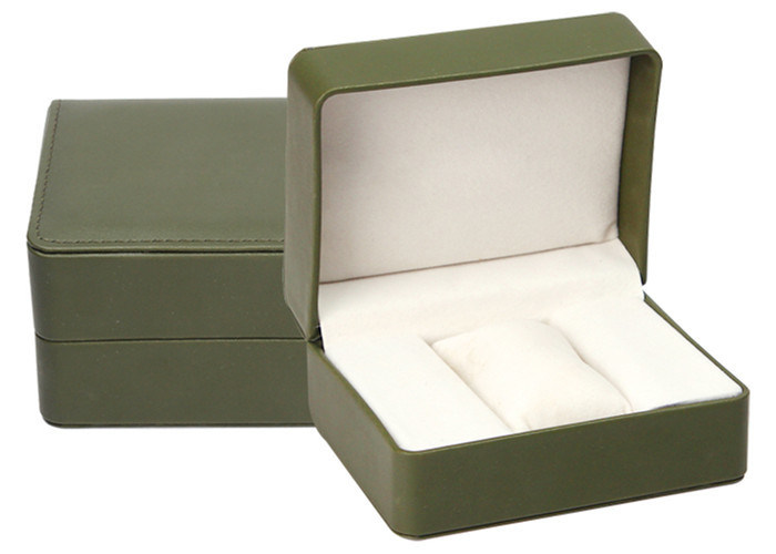 High End Green Leather Single Watch Box Embossing Logo Craft Custom Size