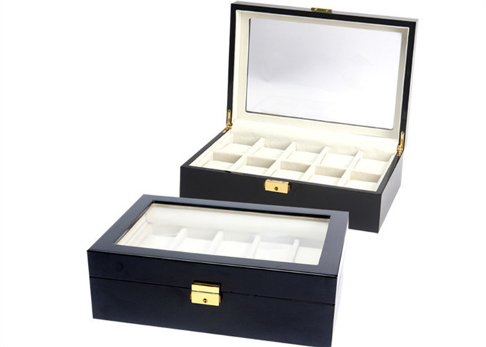 Wood + Painting Watch Storage Box Custom Logo Screen Printing For Gift ...